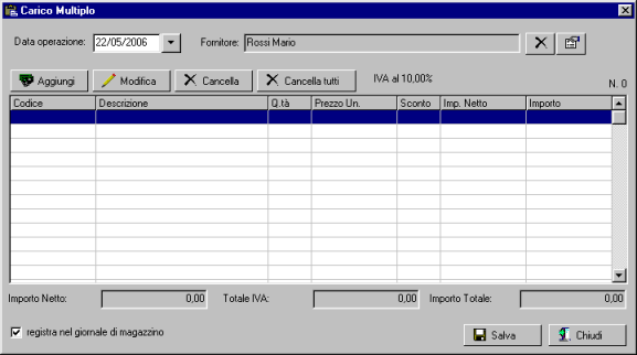 MAGAZZINO WEB - Programma di gestione magazzino - Carico di un Gruppo ...