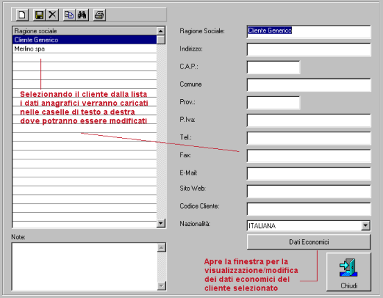 MAGAZZINO WEB - Programma di gestione magazzino - Archivio Clienti